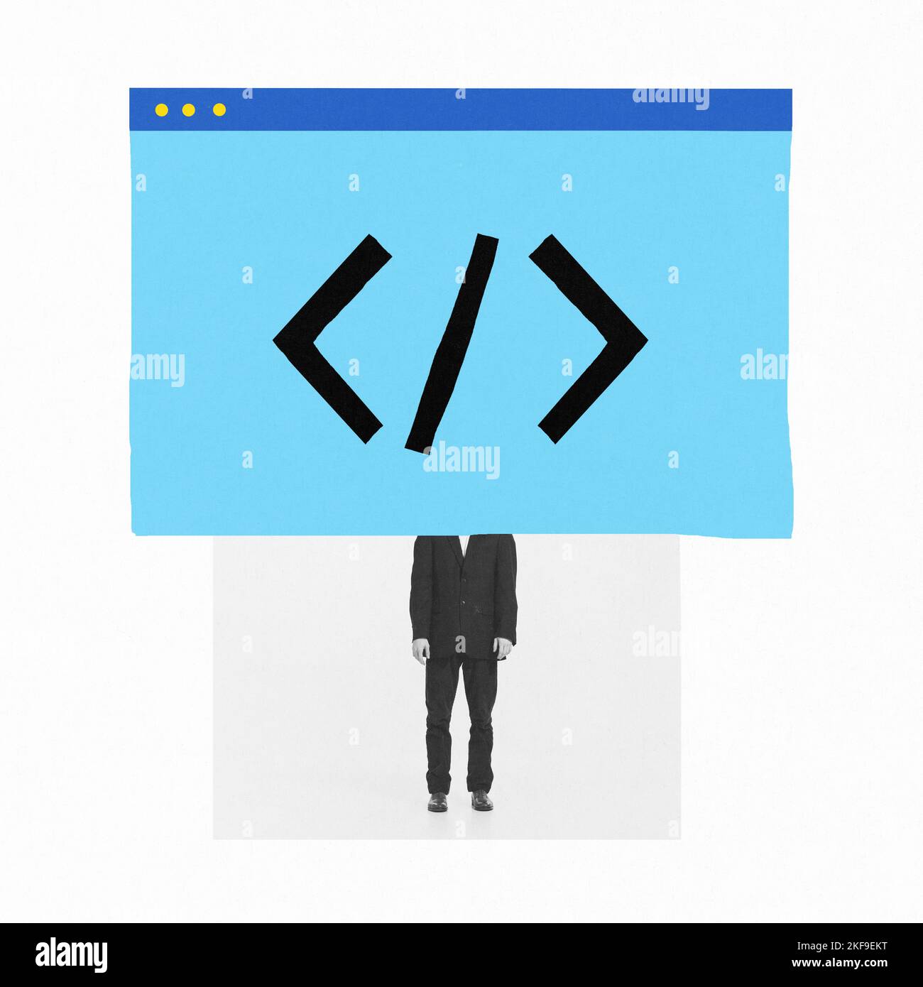 Contemporary art collage. Creative design with computer window screen ...