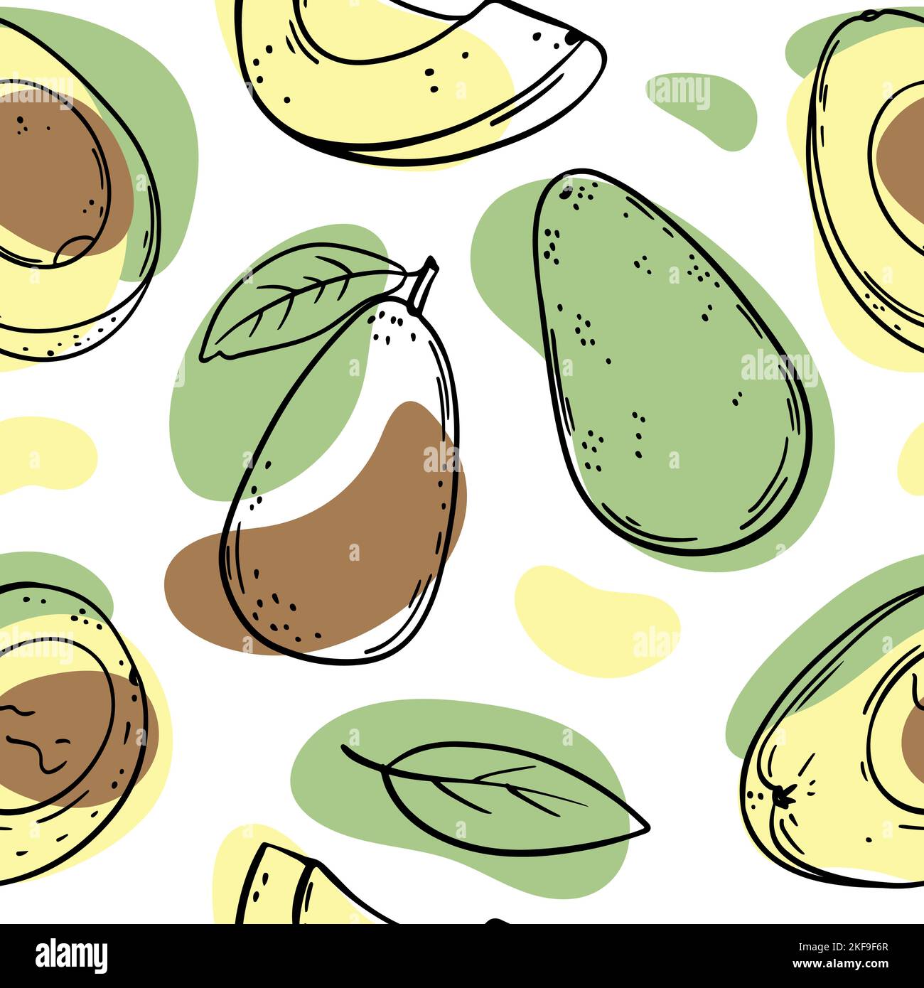 AVOCADO PATTERN Abstract Delicious Tropical Fruit Whole And In Half ...