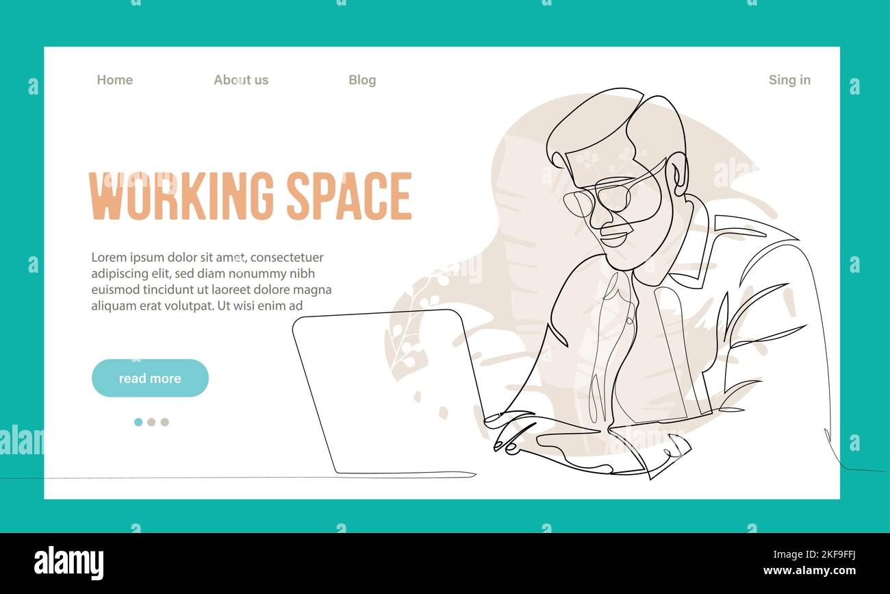Coworking Space Landing Page Cartoon Template. Freelancers Team Working ...