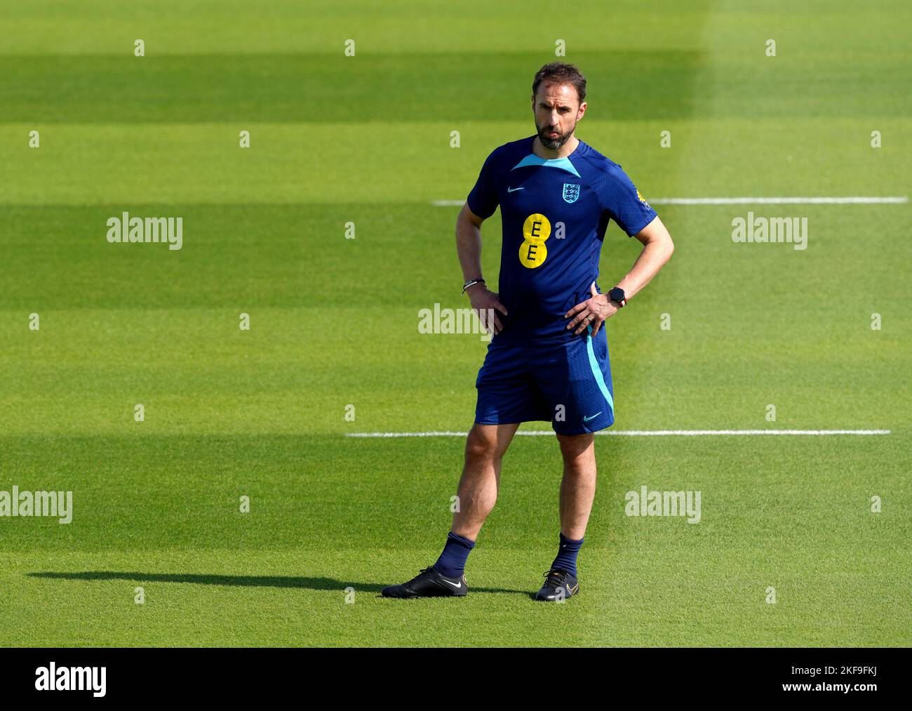 England manager Gareth Southgate during a training session at the Al ...