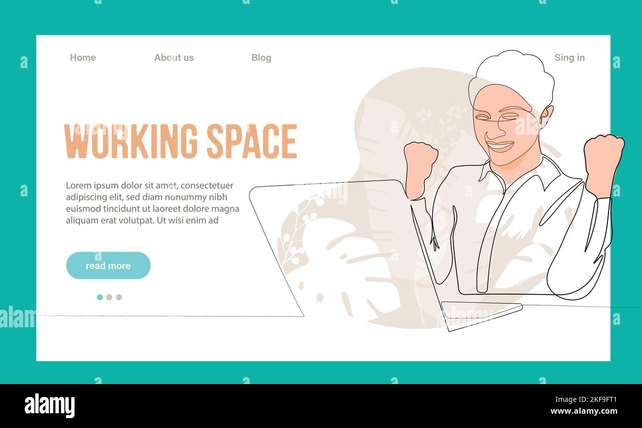 Coworking Space Landing Page Cartoon Template. Freelancers Team Working ...