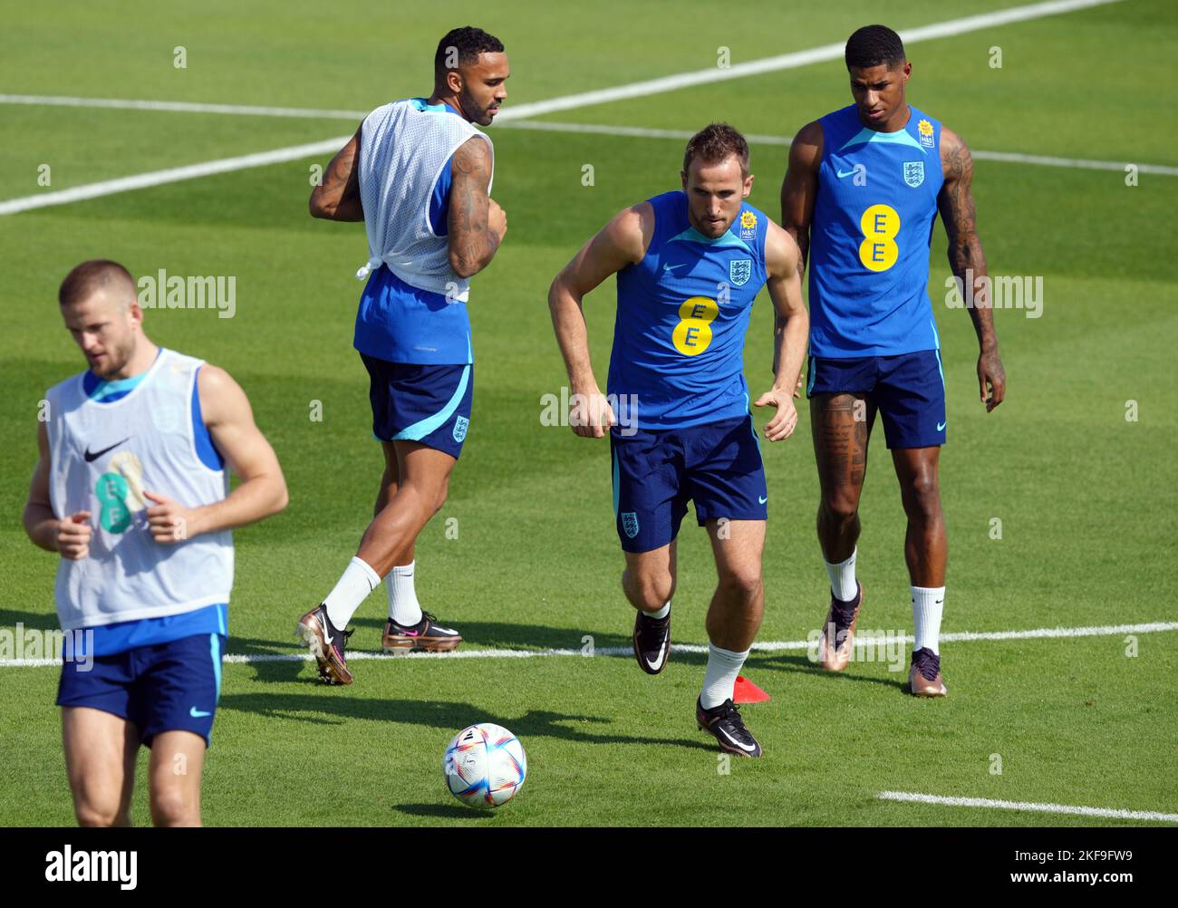 England's Harry Kane, with Marcus Rashford and Callum Wilson during a ...