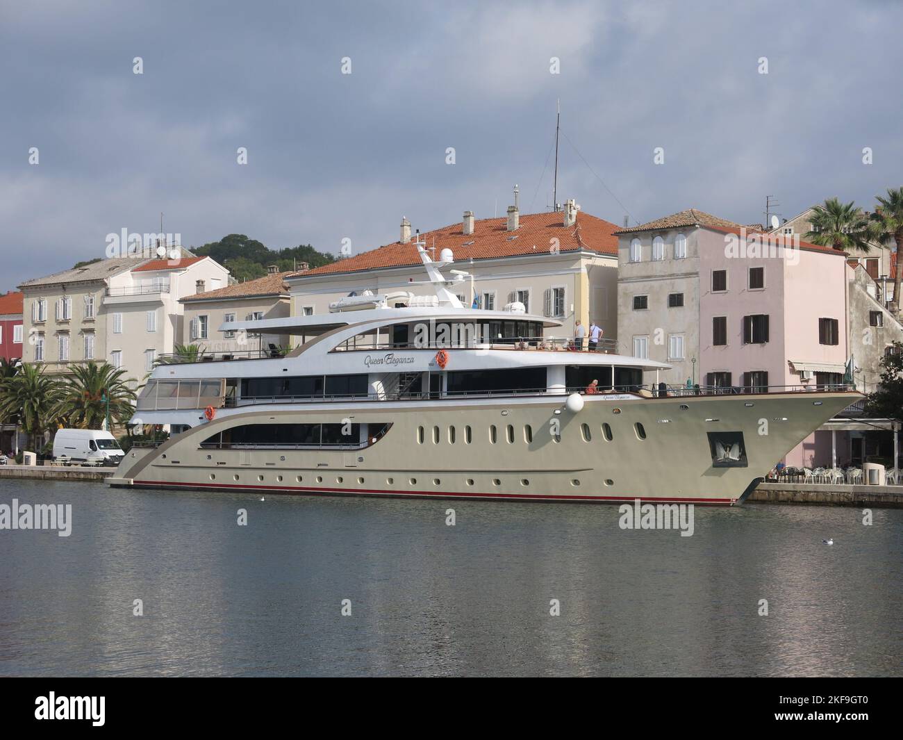 The cruise ship 'Queen Eleganza' moored at the seafront in the Croatian ...