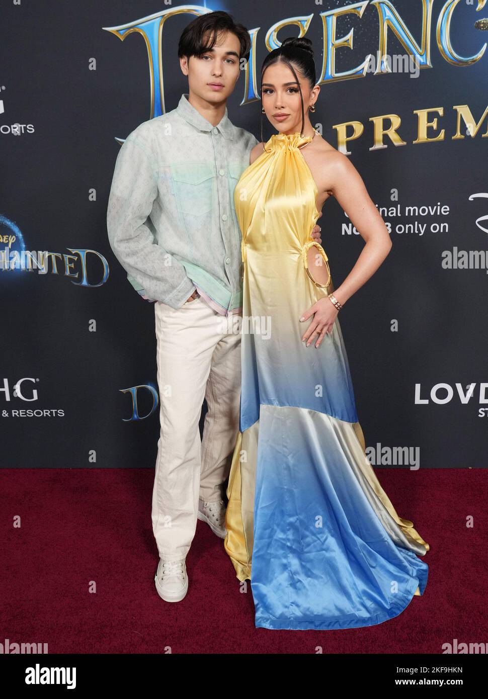 (L-R) Kio Cyr and Amanda Diaz at the Disney's DISENCHANTED Premiere ...