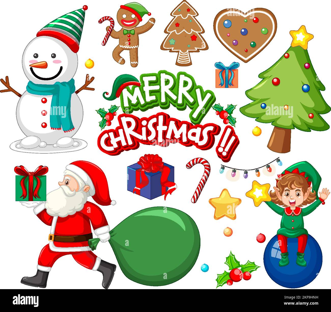 Set of Christmas elements and objects illustration Stock Vector Image ...