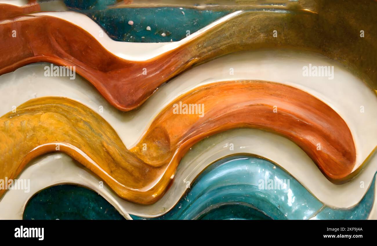 A combination of colorful wave ceramic on a platform Stock Photo - Alamy
