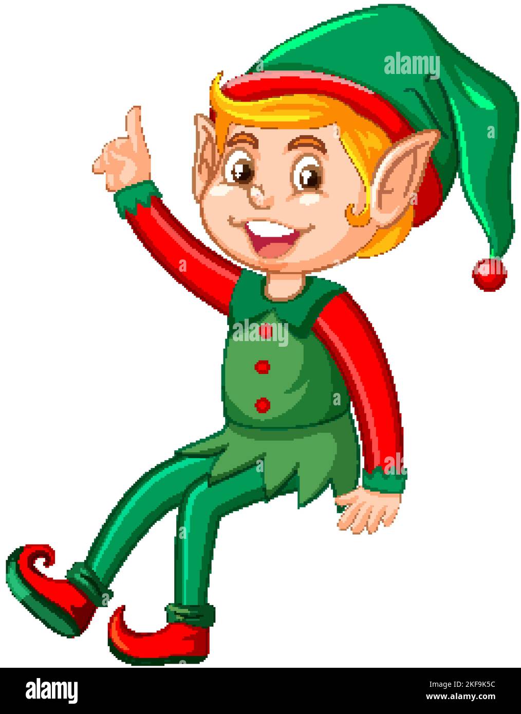 Christmas elf sitting cartoon character illustration Stock Vector Image ...