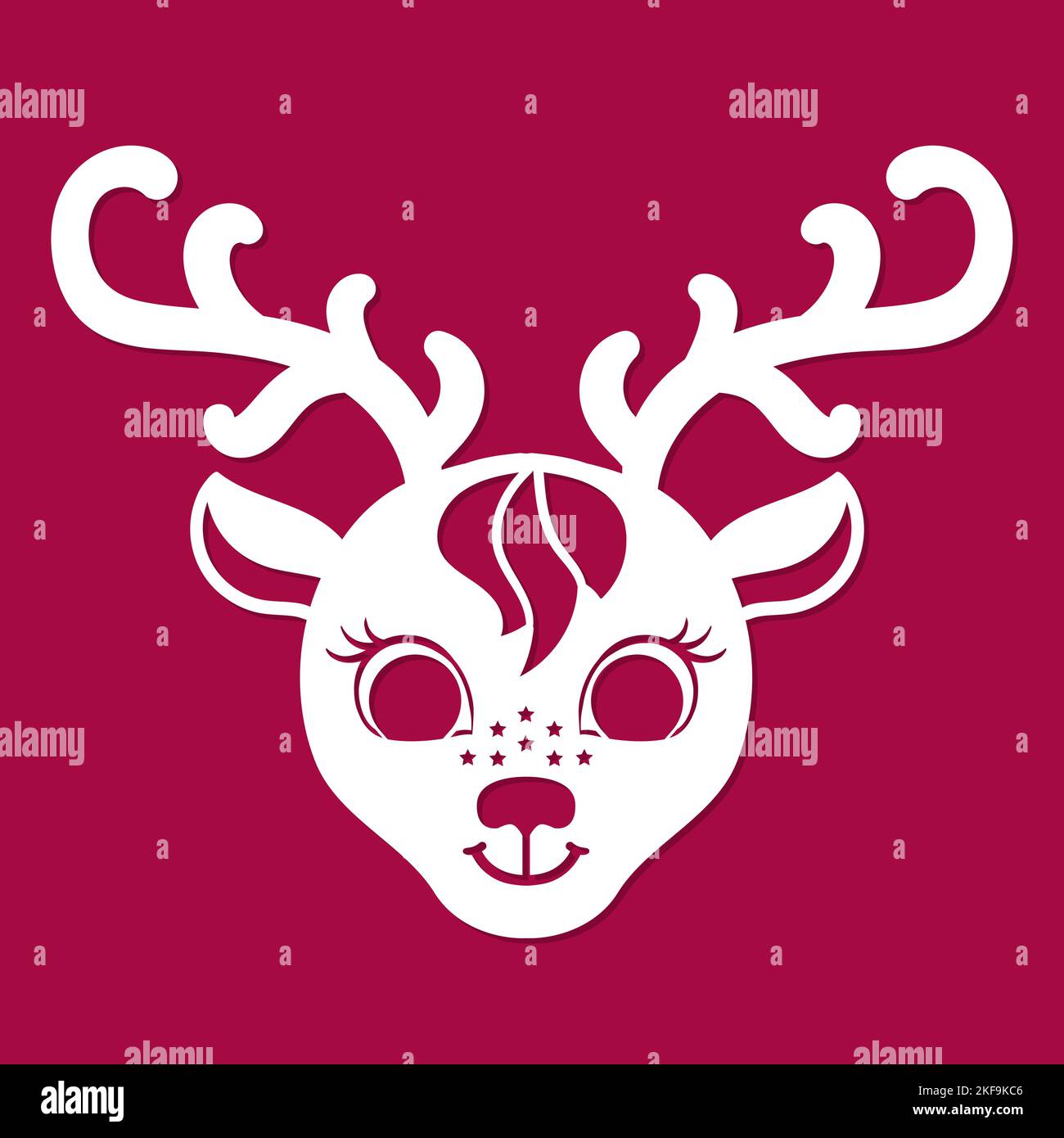 Head of a cartoon reindeer. Template for laser cutting. Vector Stock ...