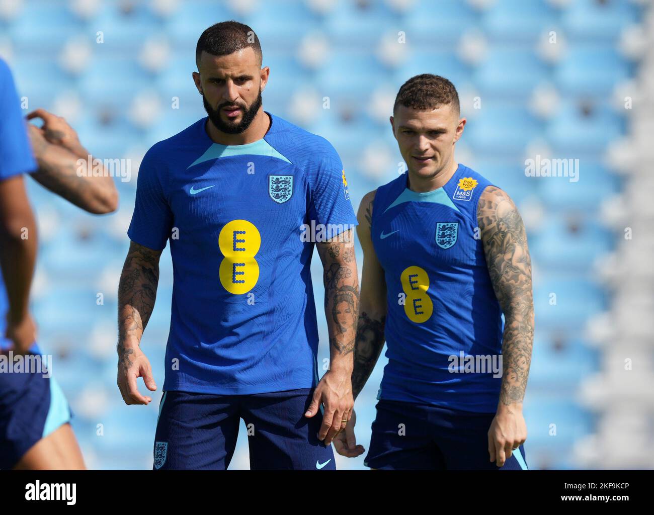 England's Kyle Walker (left) and Kieran Trippier during a training ...