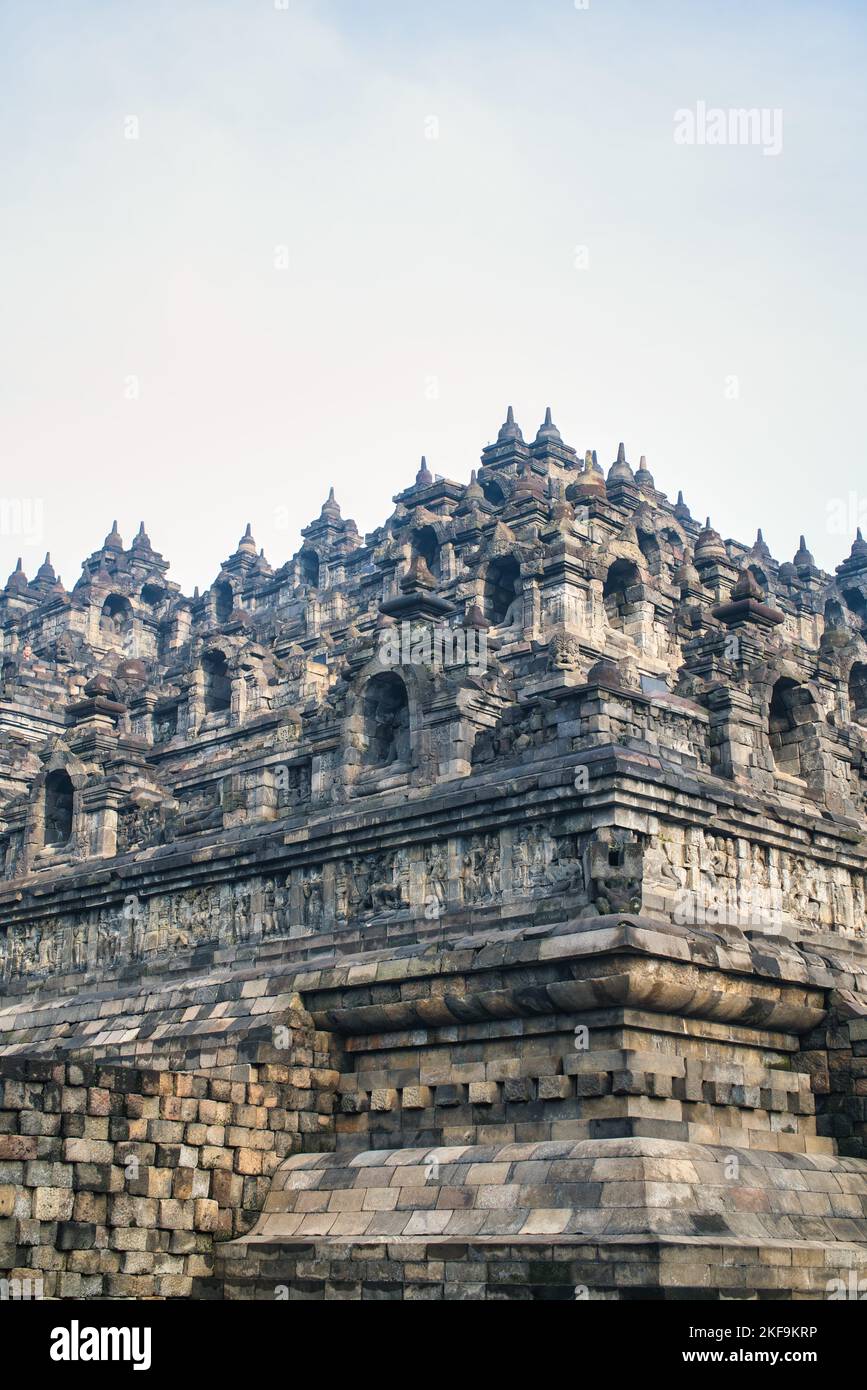 A vertical shot of the Borobudur Temple in Central Java, Indonesia ...