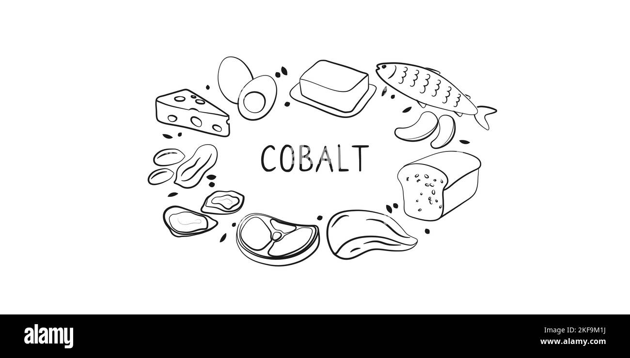 Cobalt-containing food. Groups of healthy products containing vitamins ...