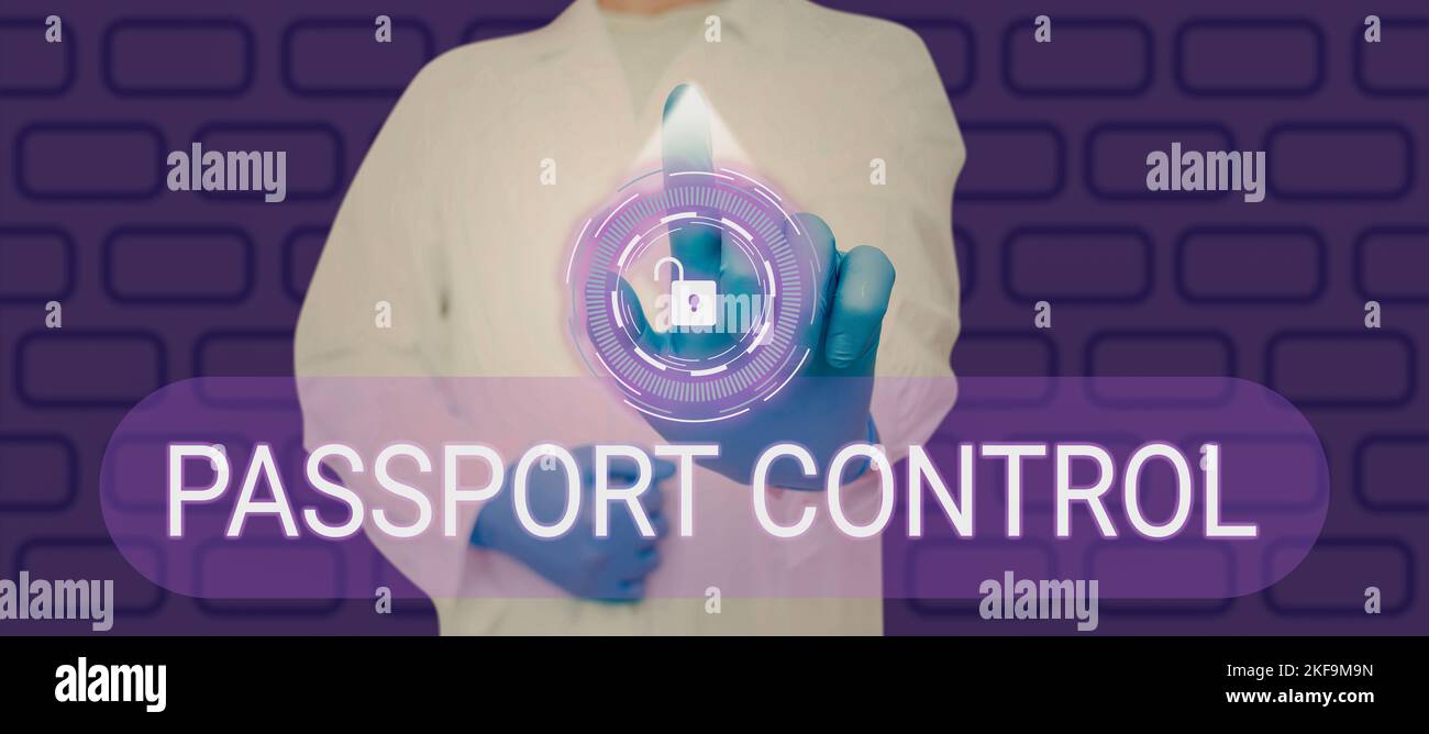 Text caption presenting Passport Control. Conceptual photo the area in ...