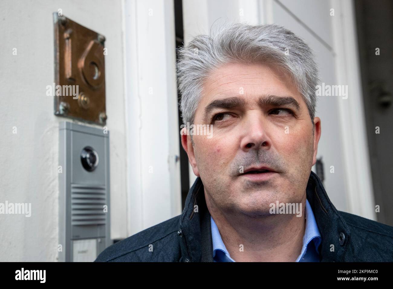 Vincent Houssin talks to the press after a meeting between the police ...