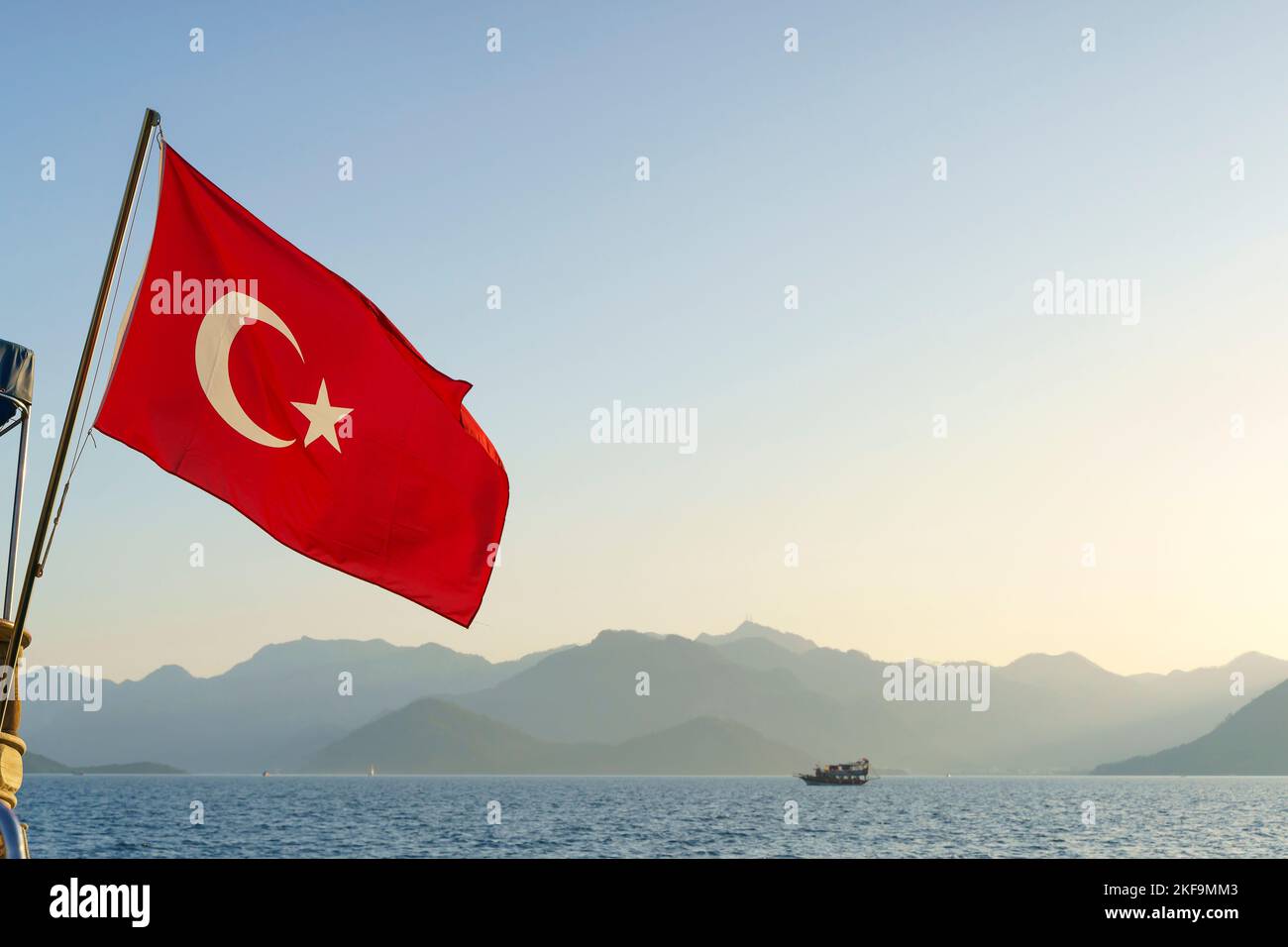 Turkish flag background. Red textile flag of Turkey on the streets of ...