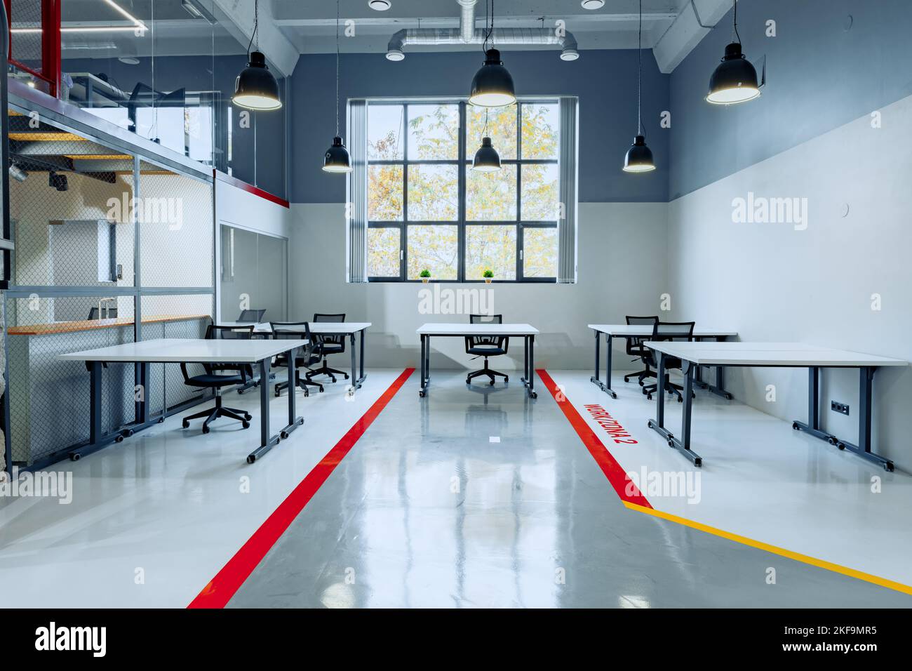 Large empty modern open space office interior Stock Photo - Alamy