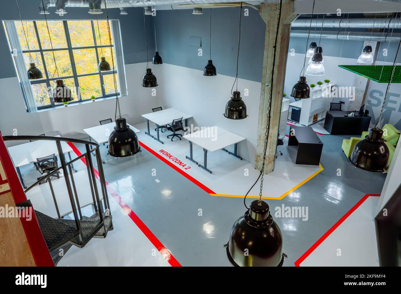 Large empty modern open space office interior Stock Photo - Alamy