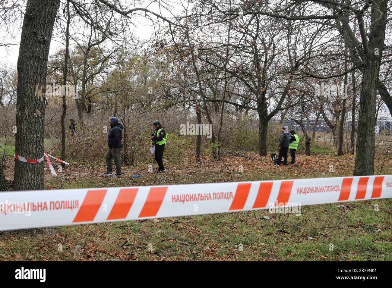 KHERSON, UKRAINE - NOVEMBER 16, 2022 - Investigators examine the ...