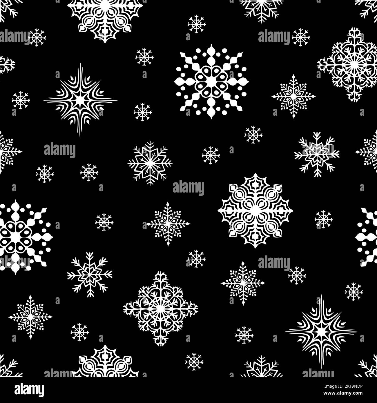 Seamless abstract snowflake background Black and White Stock Photos ...