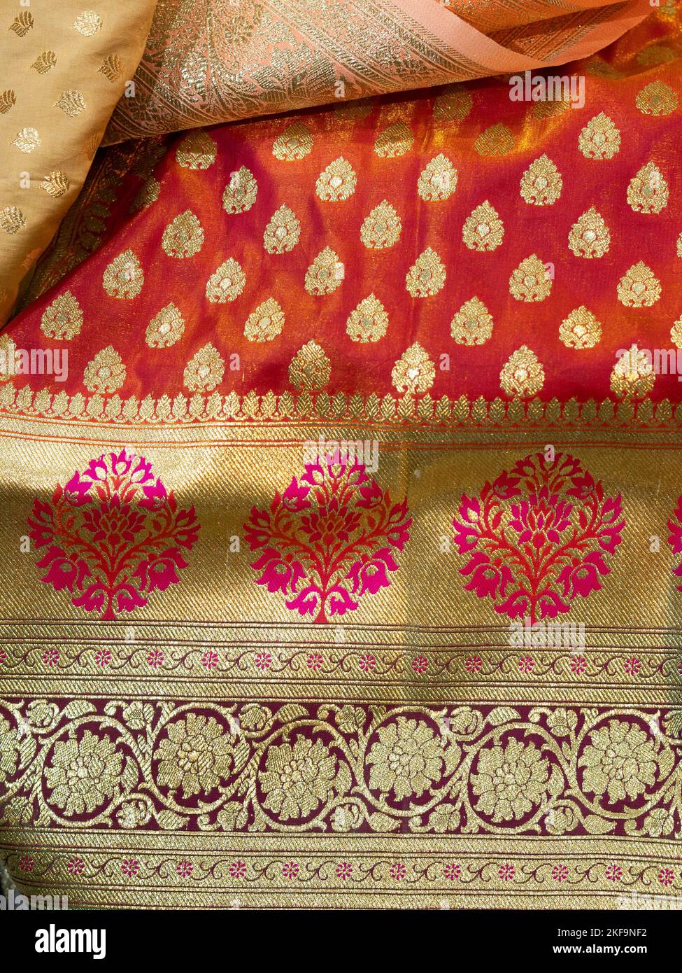 Banarasi saree with beautiful texture and hand work on it Stock Photo ...