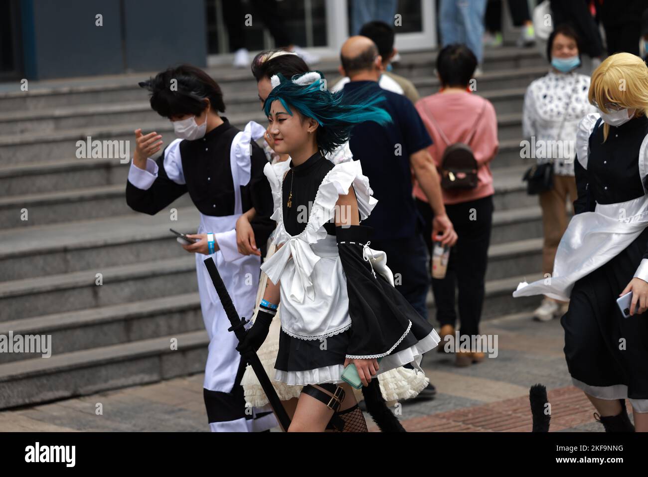 Tourists are visiting and shopping at Shenyang Center Street in the ...