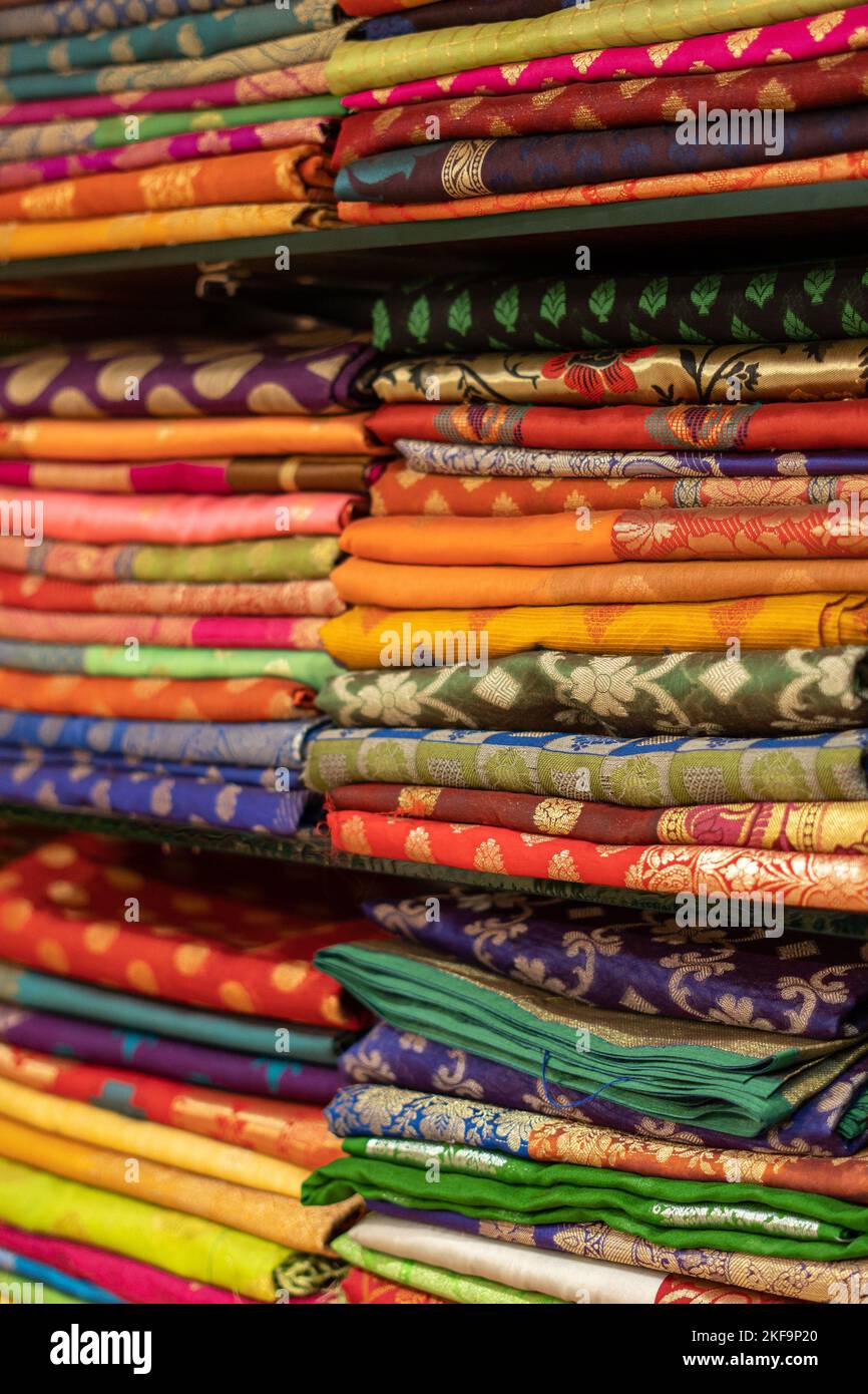 Banarasi saree with beautiful texture and hand work on it Stock Photo ...