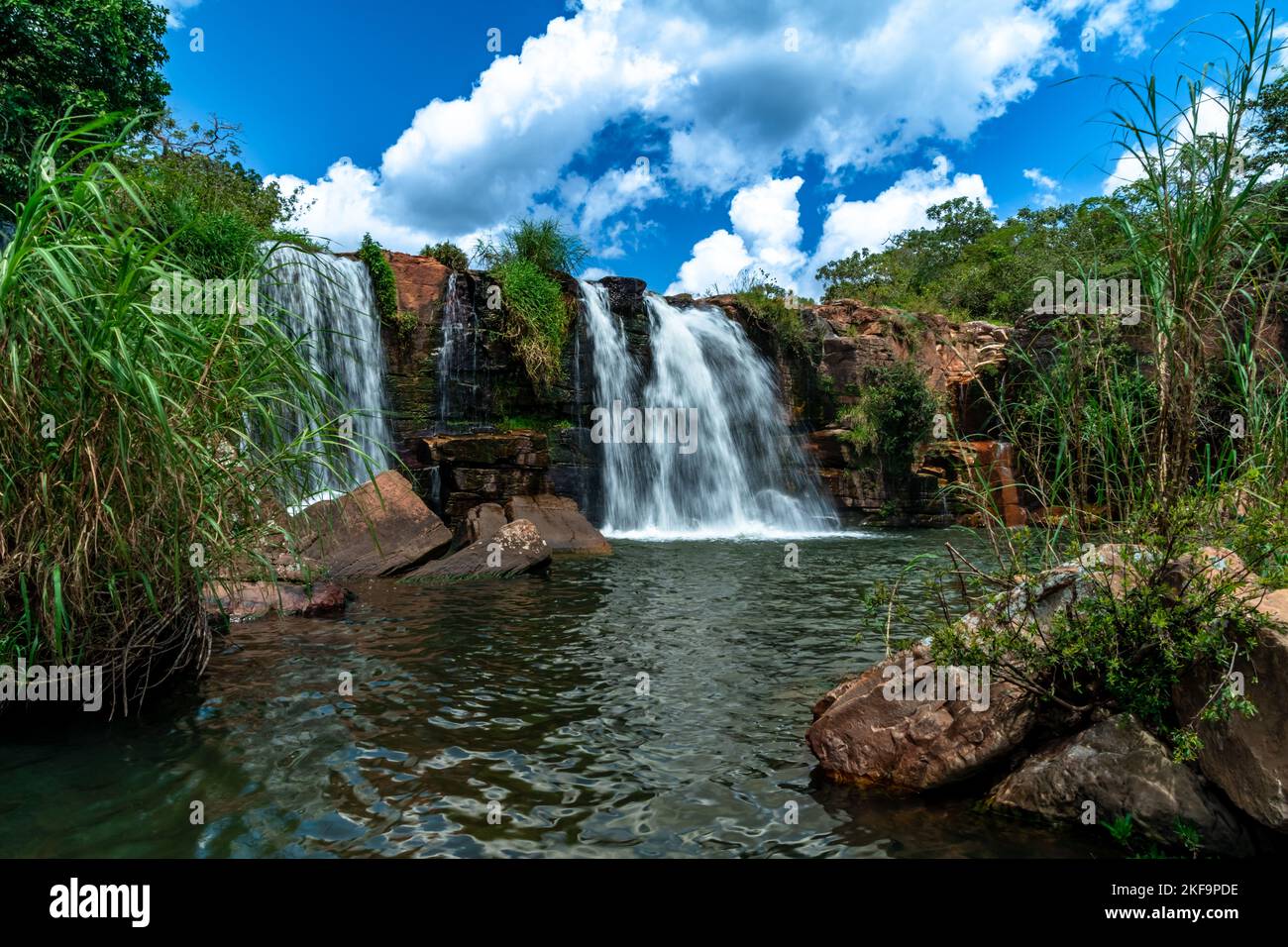 Waterfall in Brazil Cachoeira do Arrojado em Cristalina Goias Stock ...
