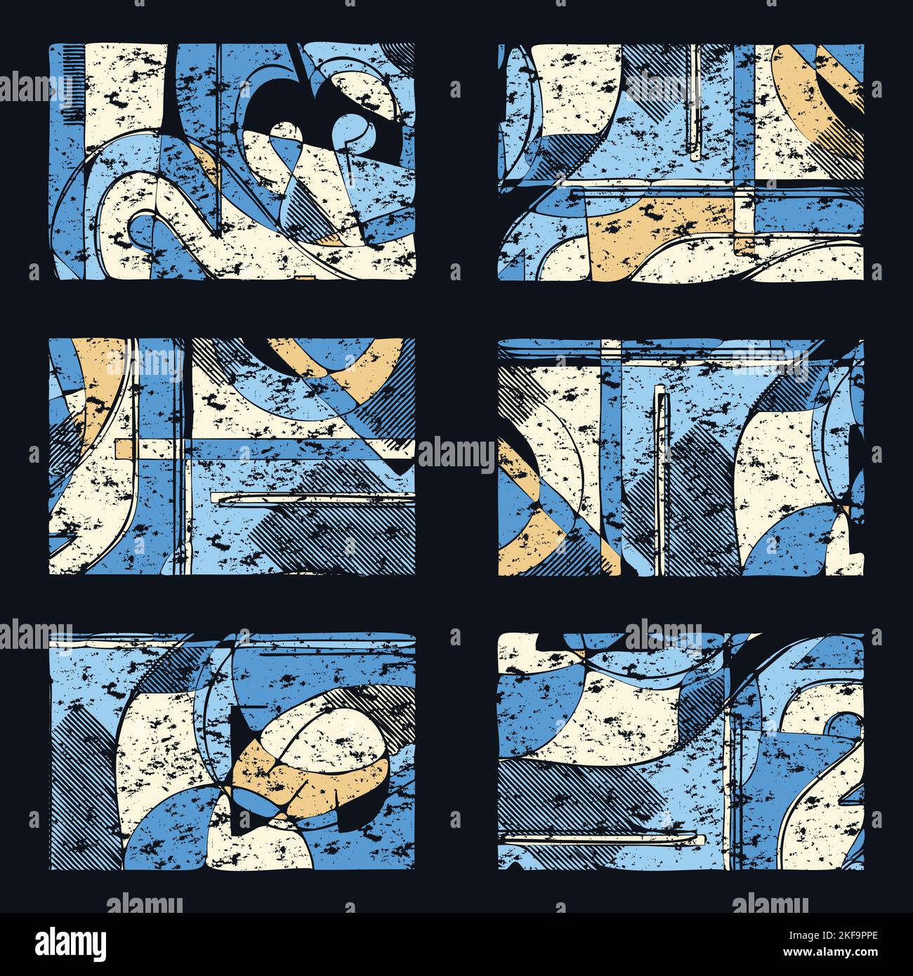 Grunge blue geometric punchy collage Stock Vector Image & Art - Alamy