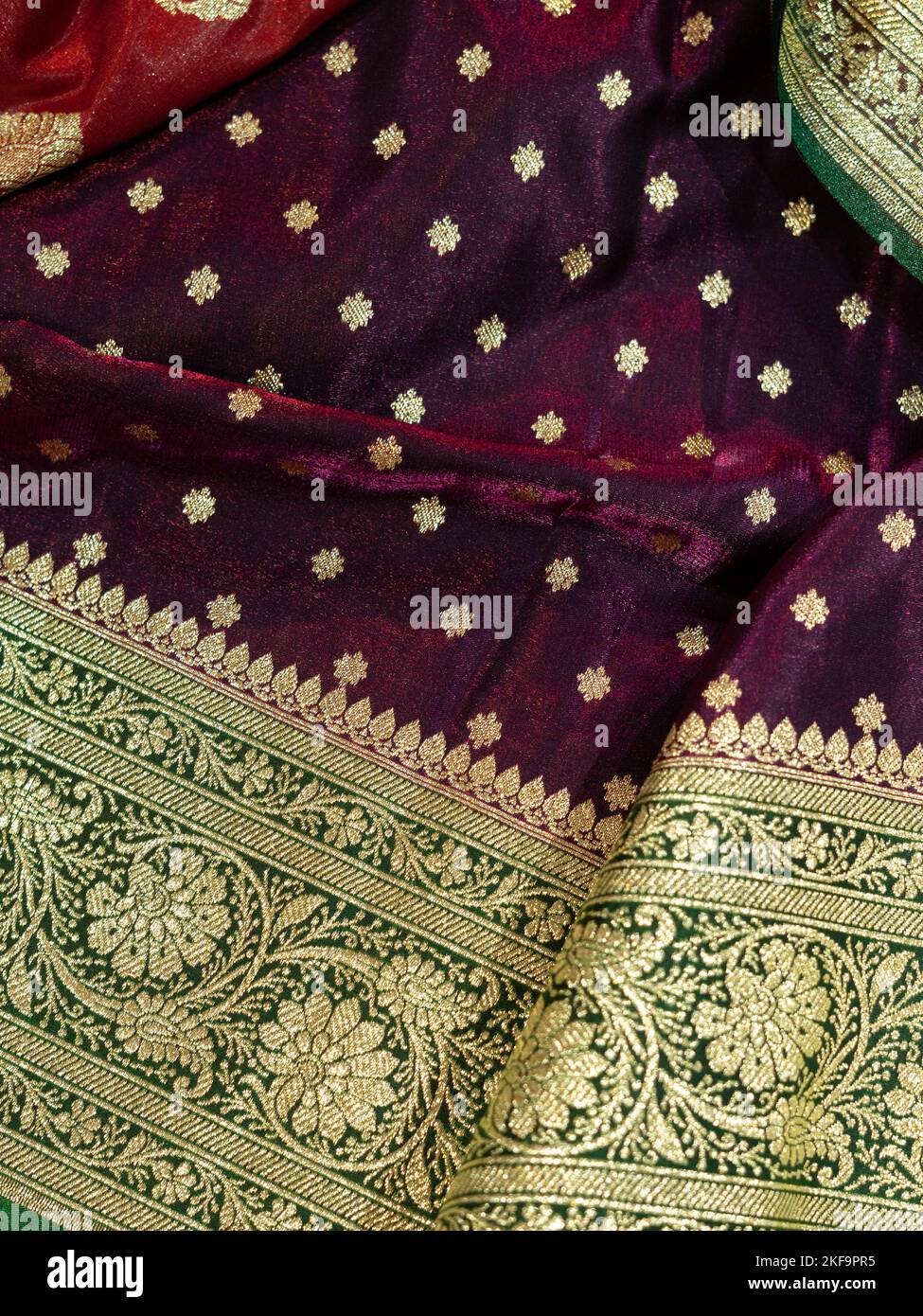 Banarasi saree with beautiful texture and hand work on it Stock Photo ...