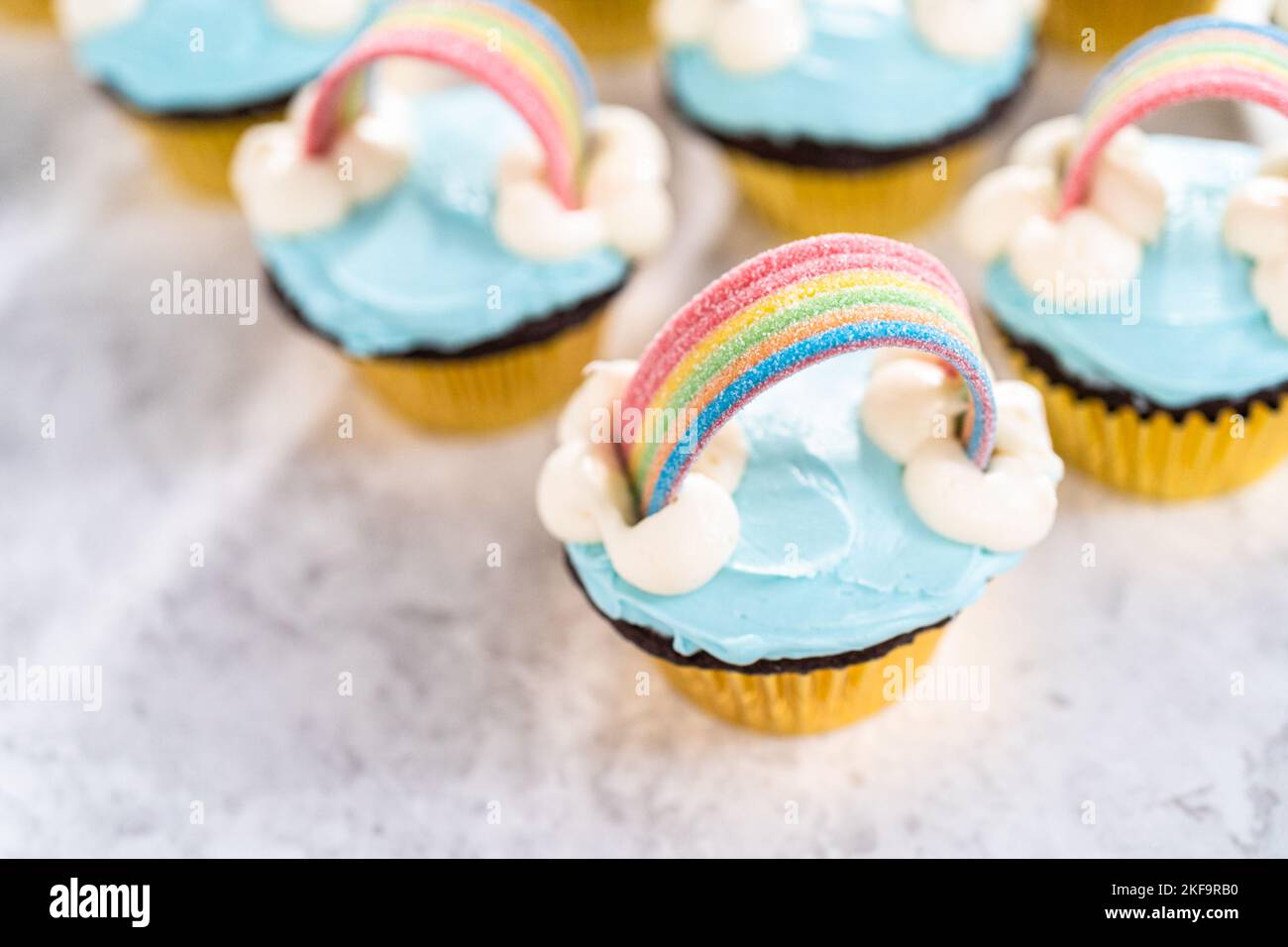 Unicorn rainbow chocolate cupcake Stock Photo - Alamy