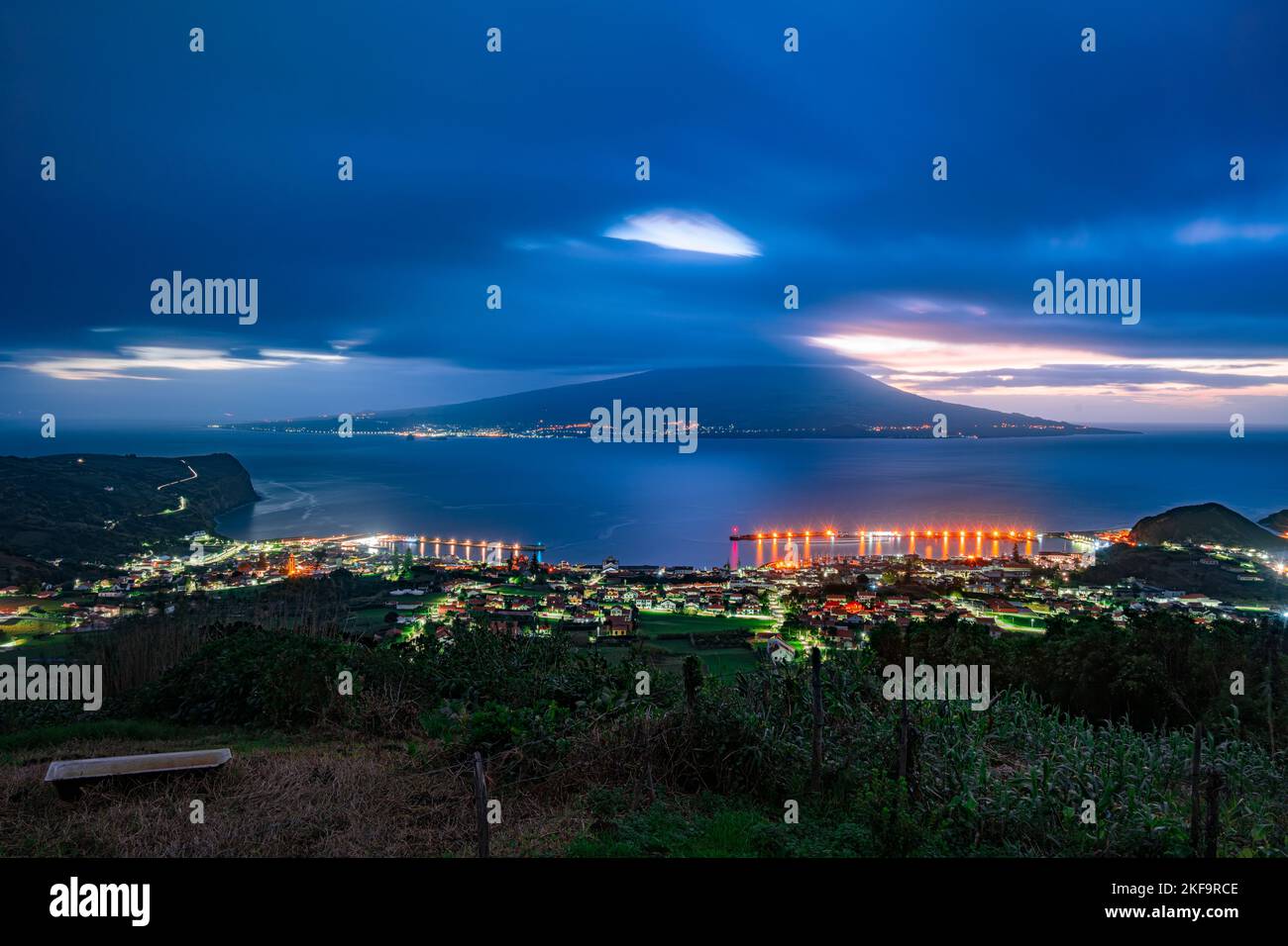 Pico mountain and Horta Azores at a sunrise Stock Photo - Alamy
