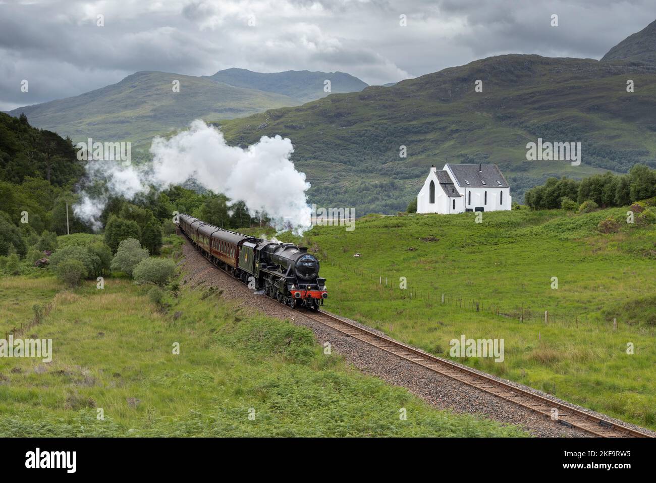 The Jacobite steam train on its way to Mallaig as it passes the former ...