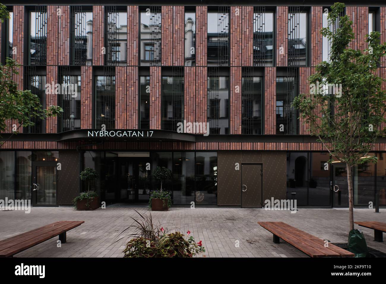 Stockholm, Sweden - Sept 2022: Twisting red-brick facade of nybrogatan ...