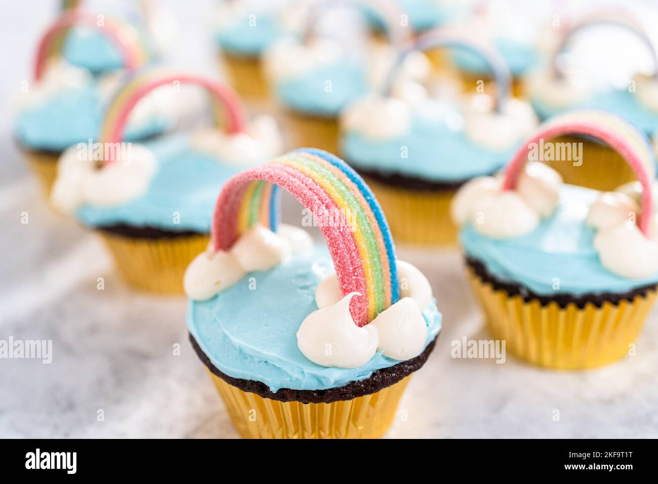 Unicorn rainbow chocolate cupcake Stock Photo - Alamy