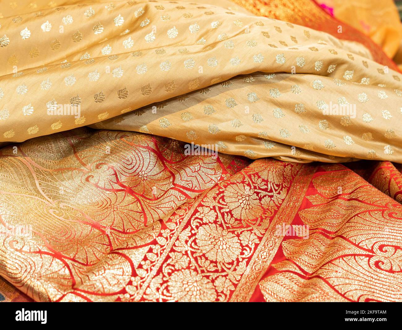 Banarasi saree with beautiful texture and hand work on it Stock Photo ...