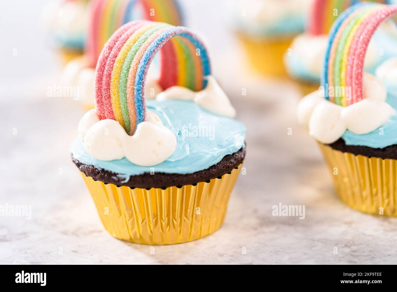 Unicorn rainbow chocolate cupcake Stock Photo - Alamy