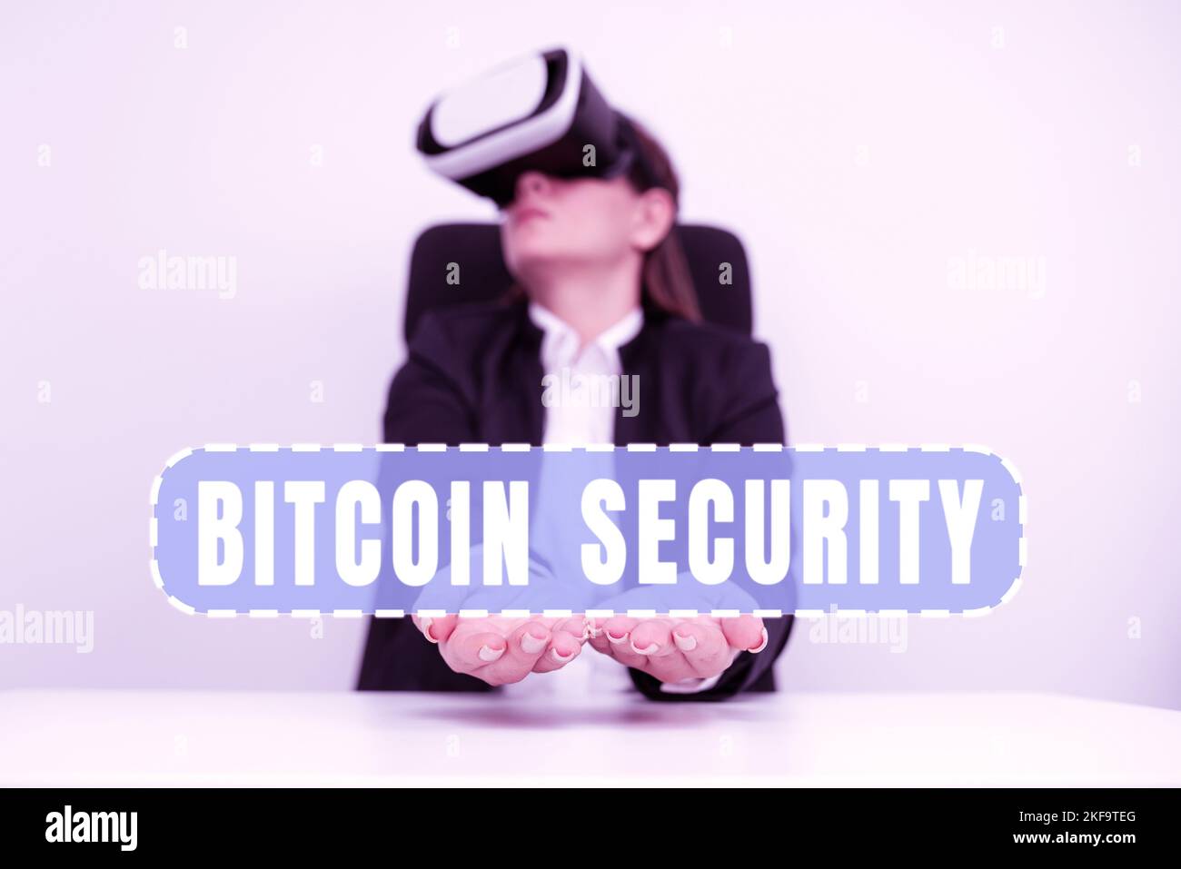 Hand writing sign Bitcoin Security. Word for funds are locked in a ...