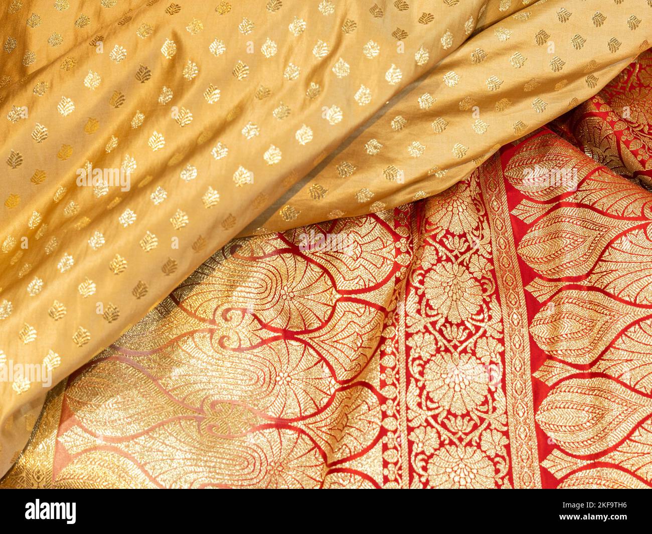 Banarasi saree with beautiful texture and hand work on it Stock Photo ...