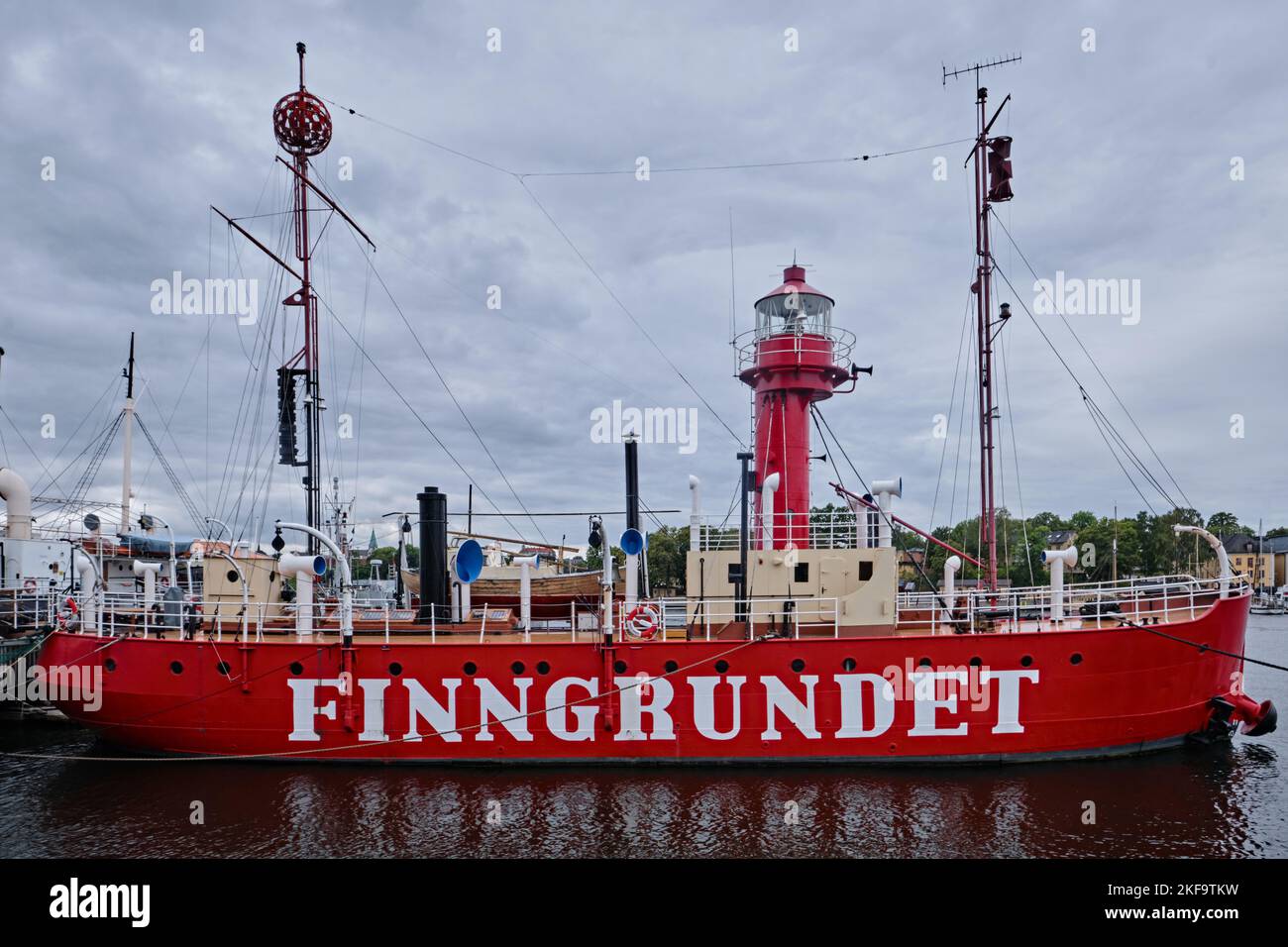 Stockholm, Sweden - Sept 2022: View of the old red lightship ...