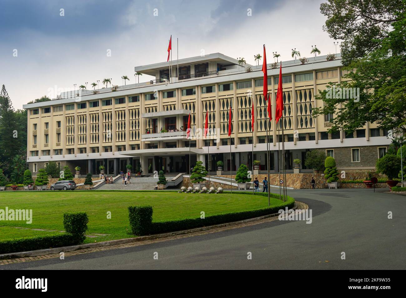 Front right elevation shot of the Reunification Palace, Ho Chi Minh ...