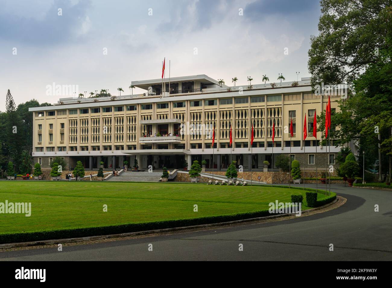 Front right elevation shot of the Reunification Palace, Ho Chi Minh ...