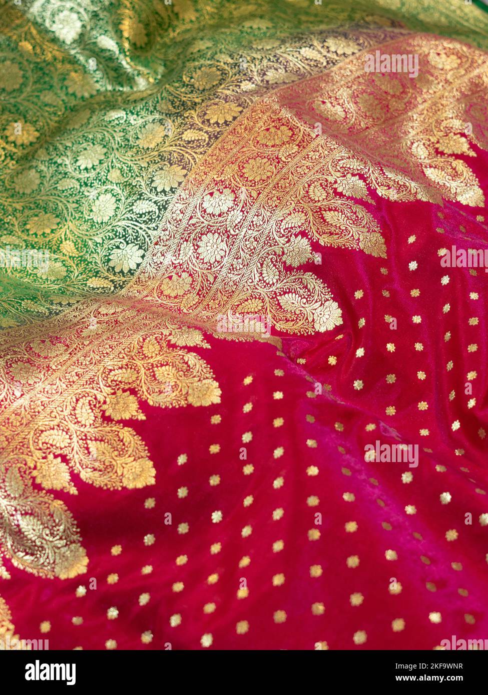 Banarasi saree with beautiful texture and hand work on it Stock Photo ...