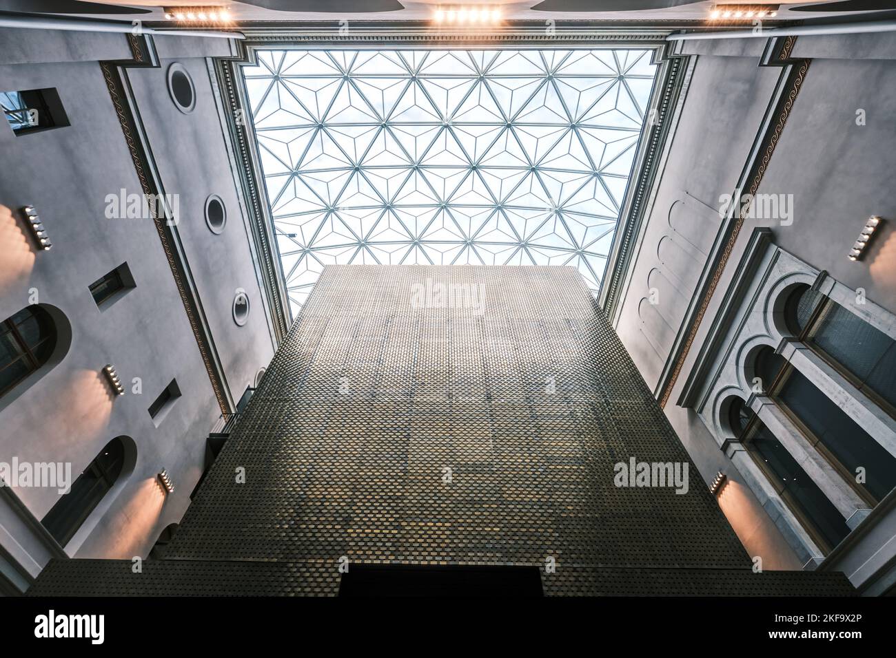 Stockholm, Sweden - Sept 2022: Interior atrium view and fragment of a ...