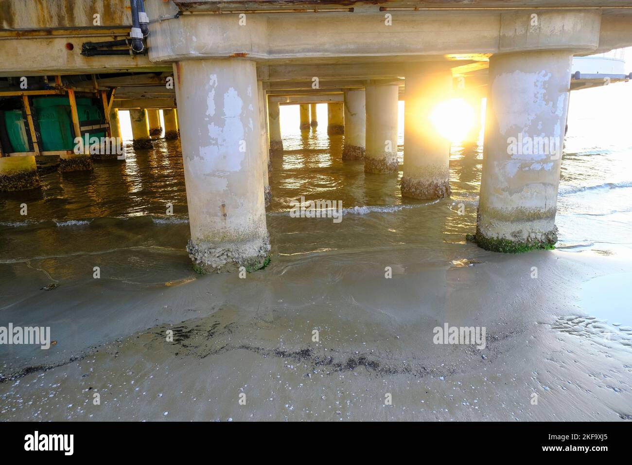Sunlight across the columns of the piers of the Rotonda al mare in ...