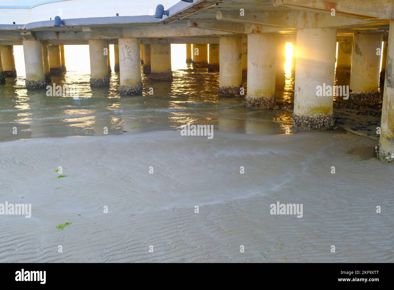 Sunlight across the columns of the piers of the Rotonda al mare in ...