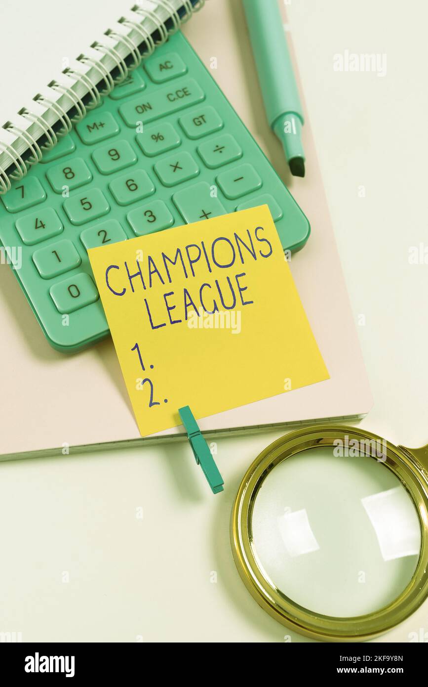 Text showing inspiration Champions League. Concept meaning Yearly ...