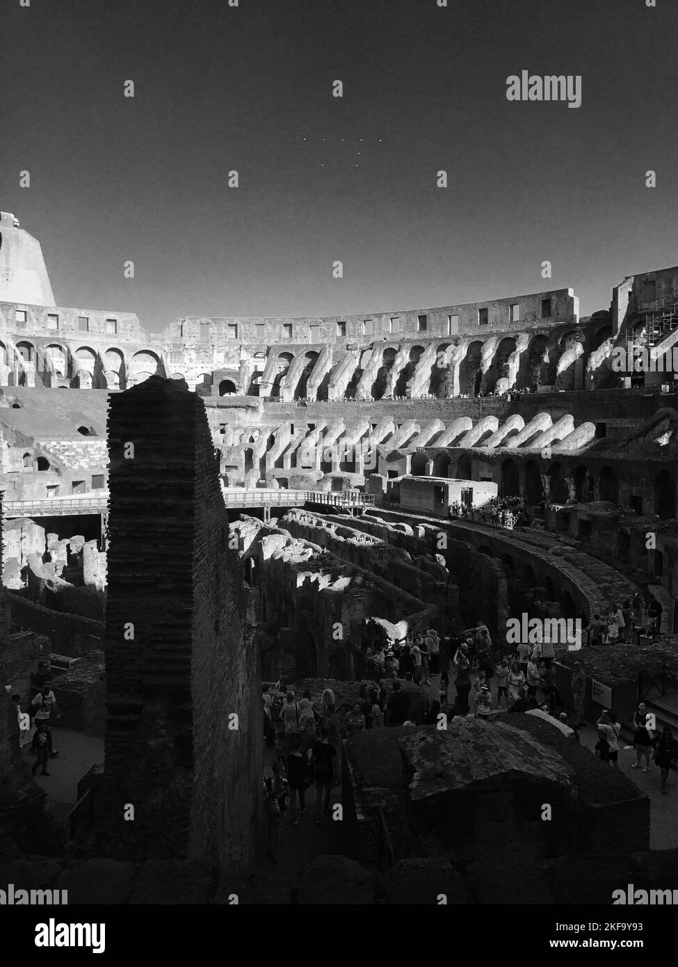 A vertical black and white shot of the Colosseum in Rome, Italy Stock ...