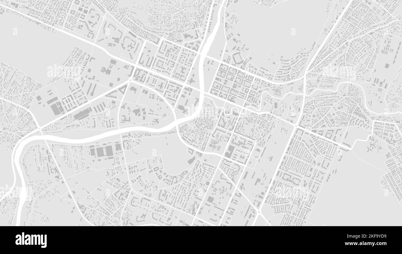 White and light grey Podgorica city area vector background map, roads ...