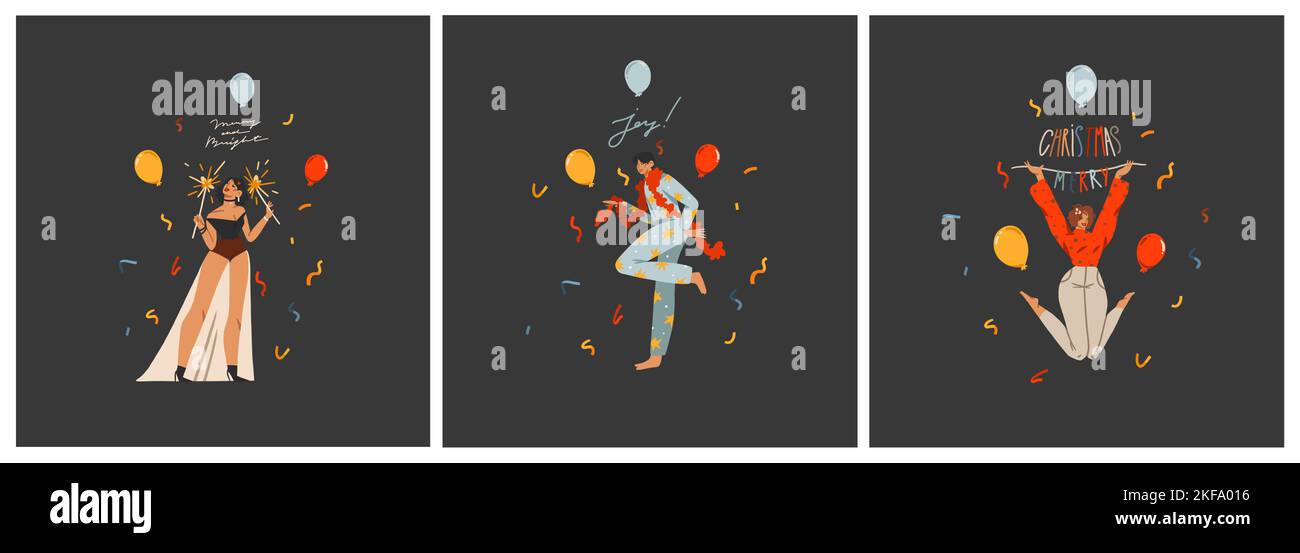 Hand drawn vector abstract graphic Merry Christmas and Happy new year ...