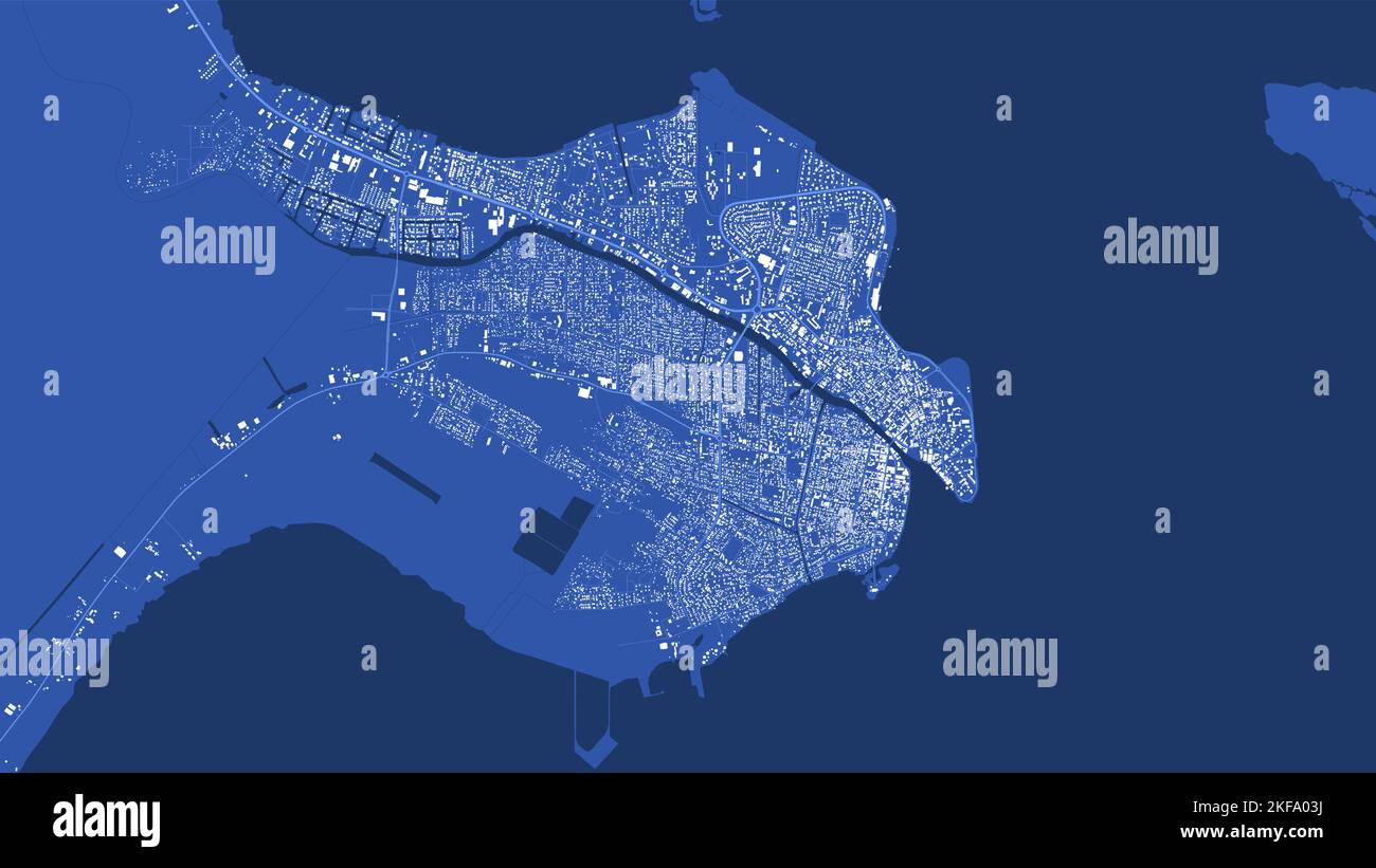 Detailed blue vector map poster of Belize city administrative area ...