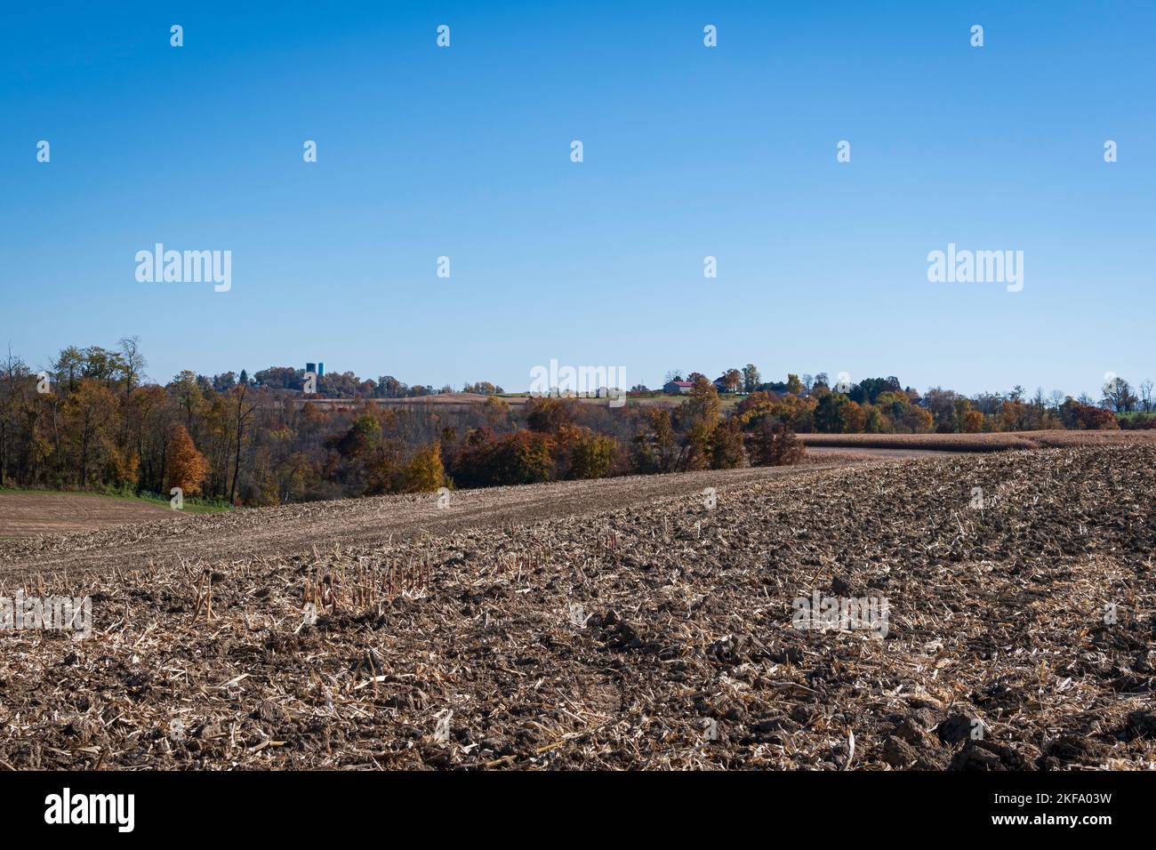 A harvested corn field in eastern Ohio in October Stock Photo - Alamy
